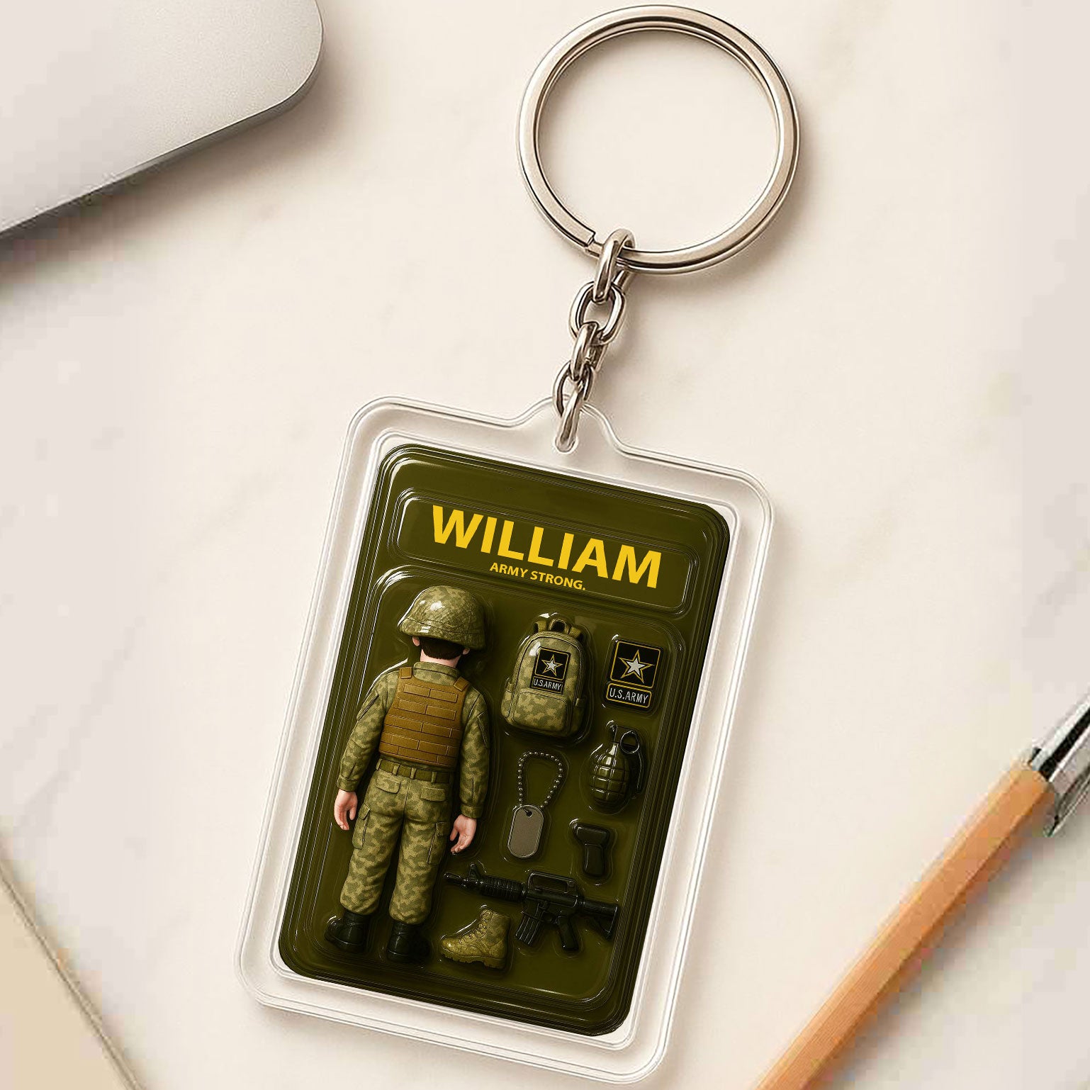 Personalized US Army Father's Day Gift Acrylic Keychain - Custom US Ar ...